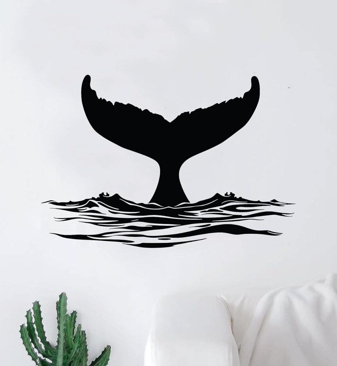 Whale Fin Wall Decal Art Sticker Vinyl Home Decor Girls Boys Dad Men ...