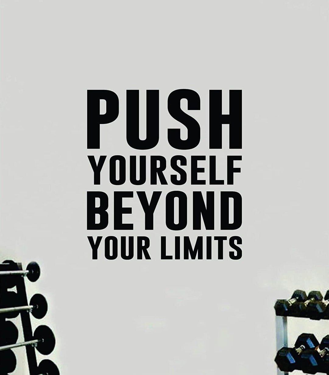 Push Yourself Beyond Your Limits Gym Quote Wall Decal Art Sticker Vinyl ...