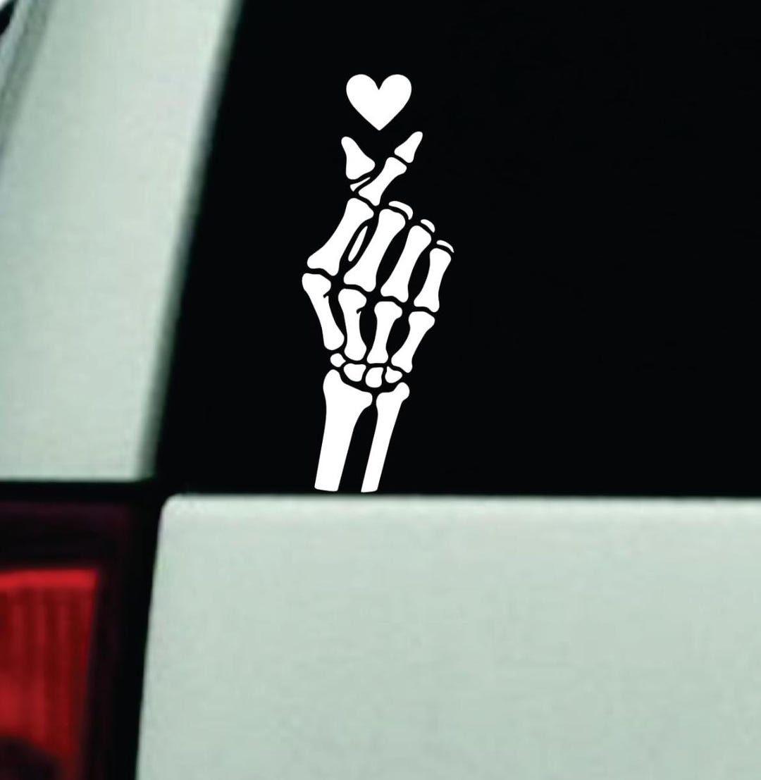 Skeleton Hand Finger Heart Car Decal Art Bumper Sticker Decor Truck ...