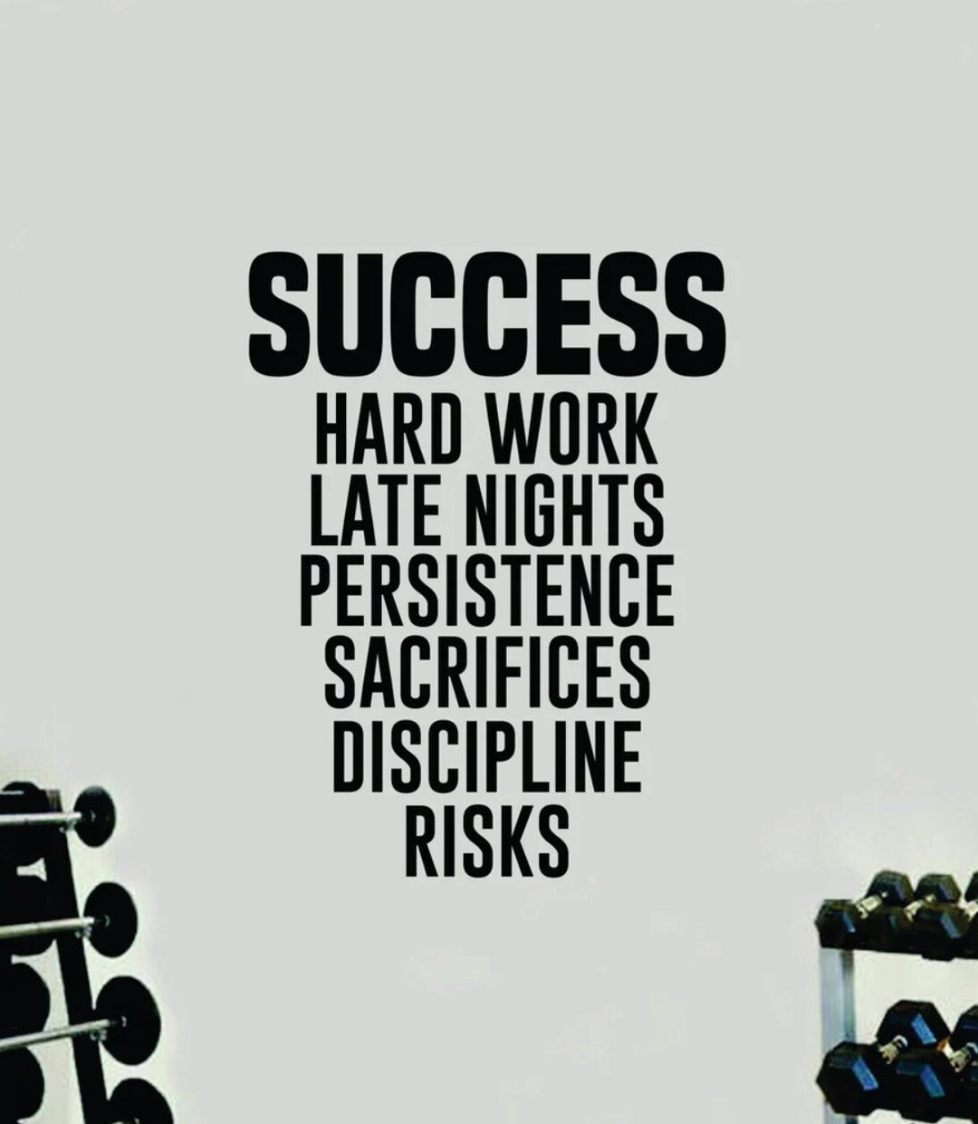 Success Hard Work Gym Quote Wall Decal Art Sticker Vinyl Home Decor ...
