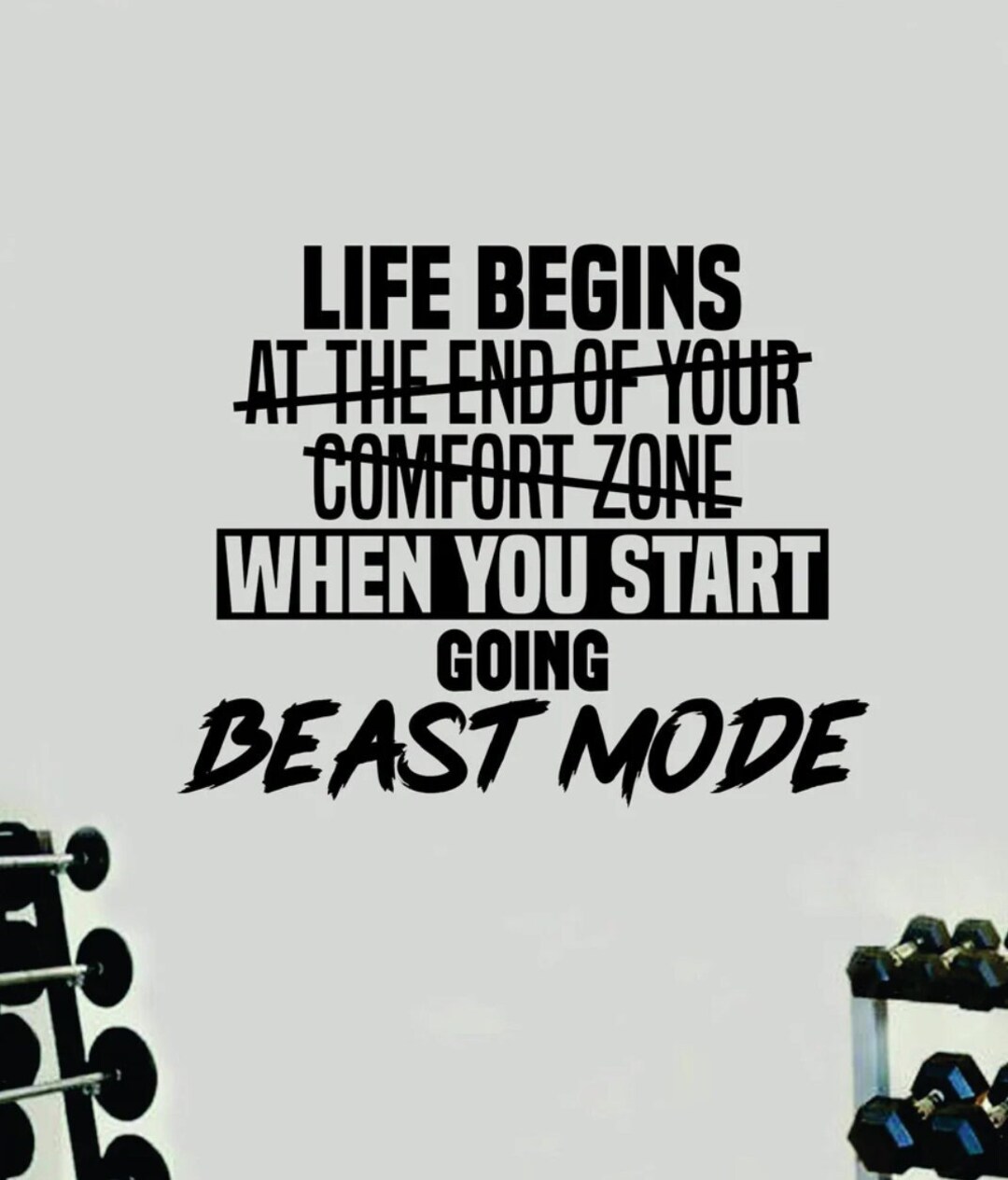 Comfort Zone Beast Mode Gym Quote Wall Decal Art Sticker Vinyl Home ...
