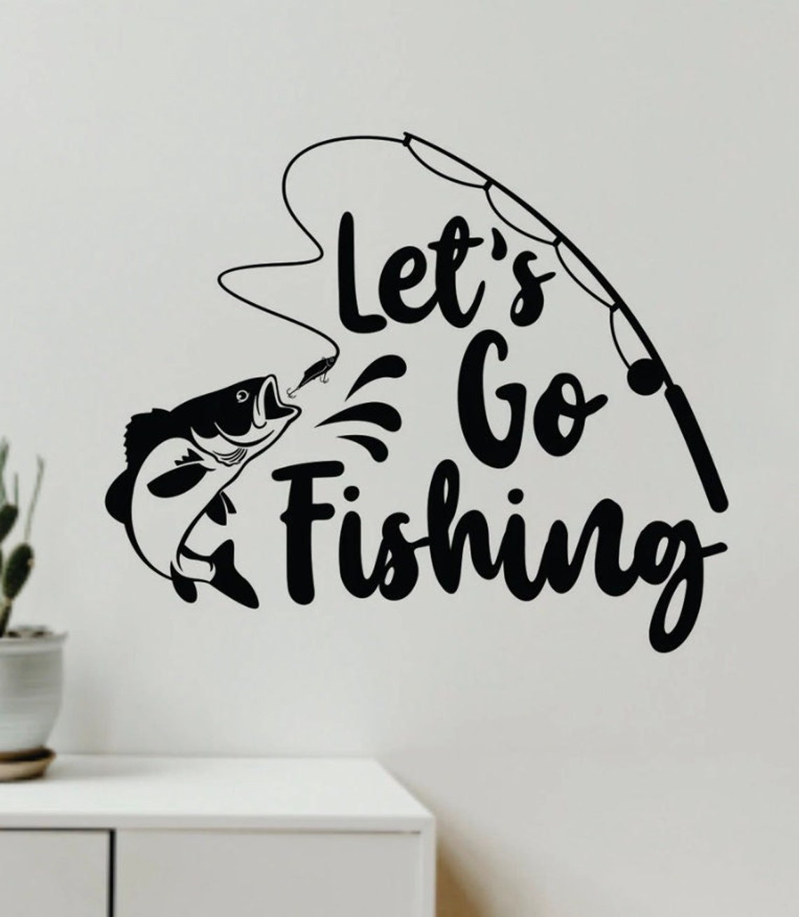 Lets Go Fishing Quote Wall Decal Art Sticker Vinyl Home Decor - Etsy