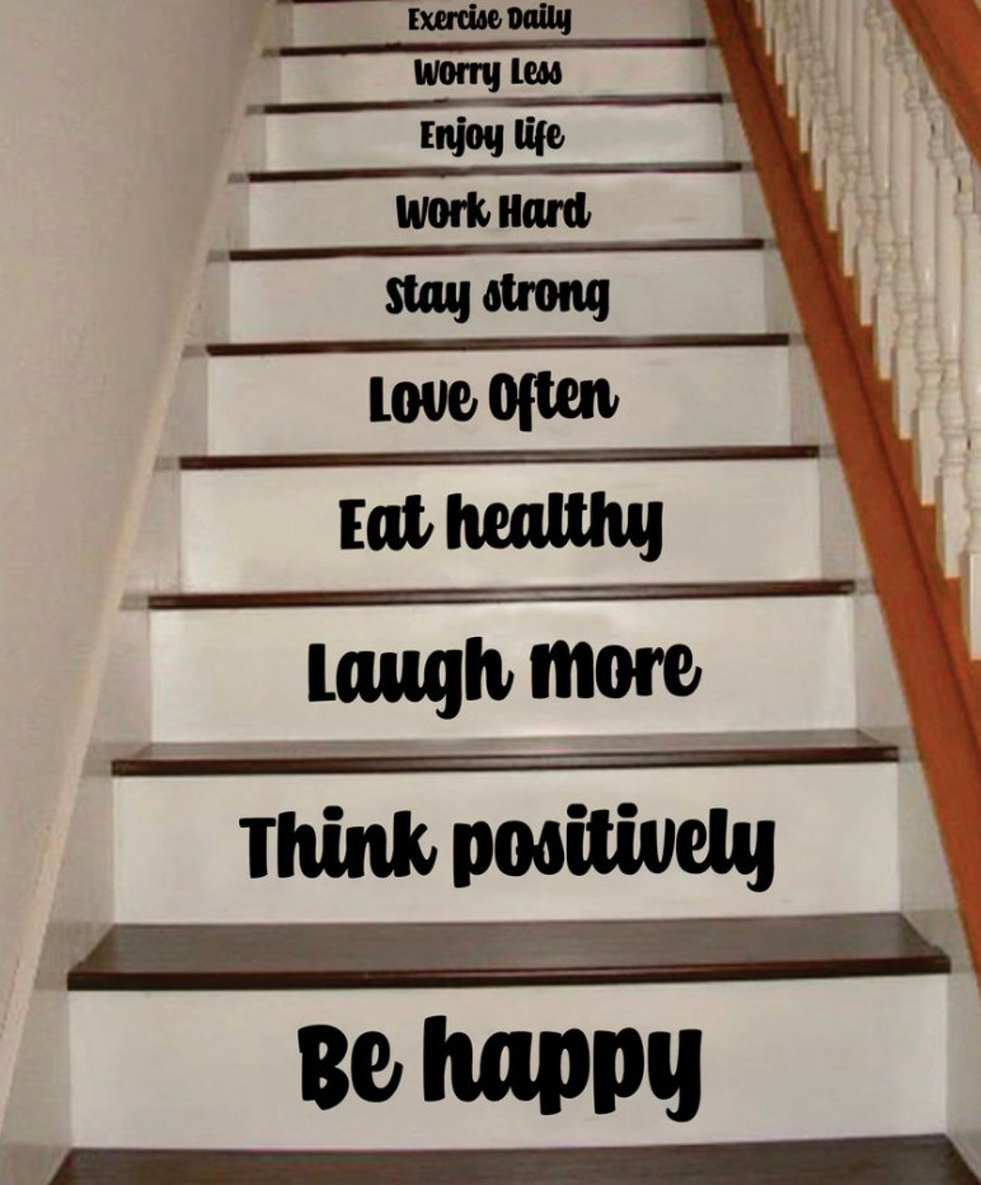 Be Happy Love Often Stairs V2 Quote Wall Decal Art Sticker Vinyl Home ...