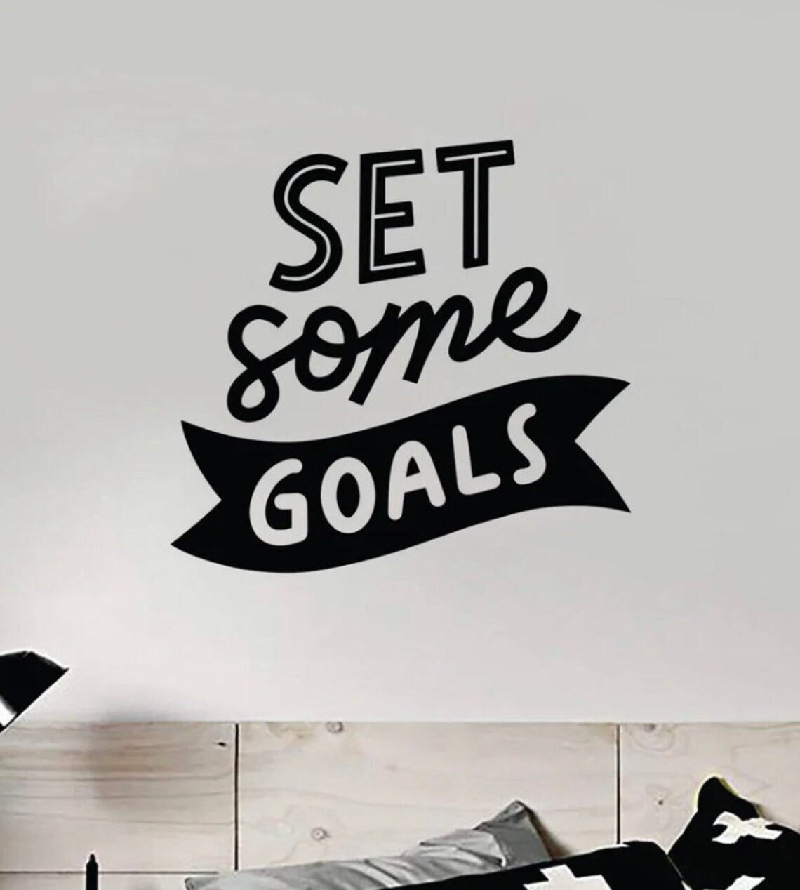 Set Some Goals Gym Quote Wall Decal Art Sticker Vinyl Home Decor Girls ...