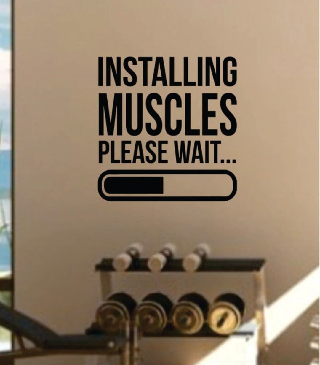 Installing Muscles V2 Gym Quote Wall Decal Art Sticker Vinyl Home Decor ...