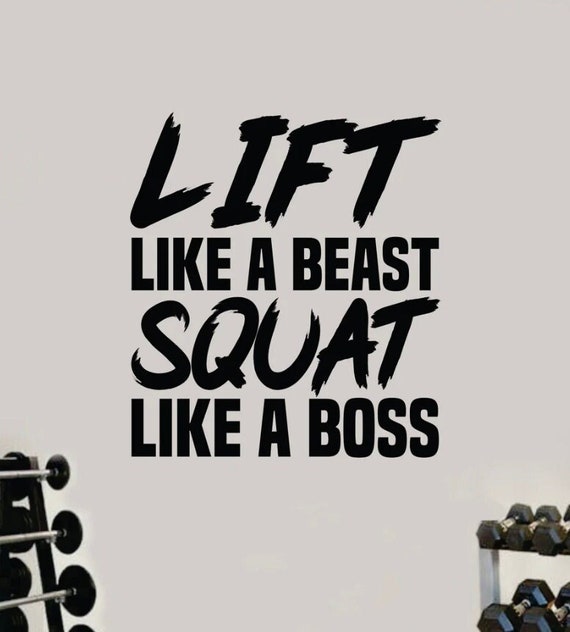 Lift Beast Squat Boss Gym Quote Wall Decal Art Sticker Vinyl - Etsy