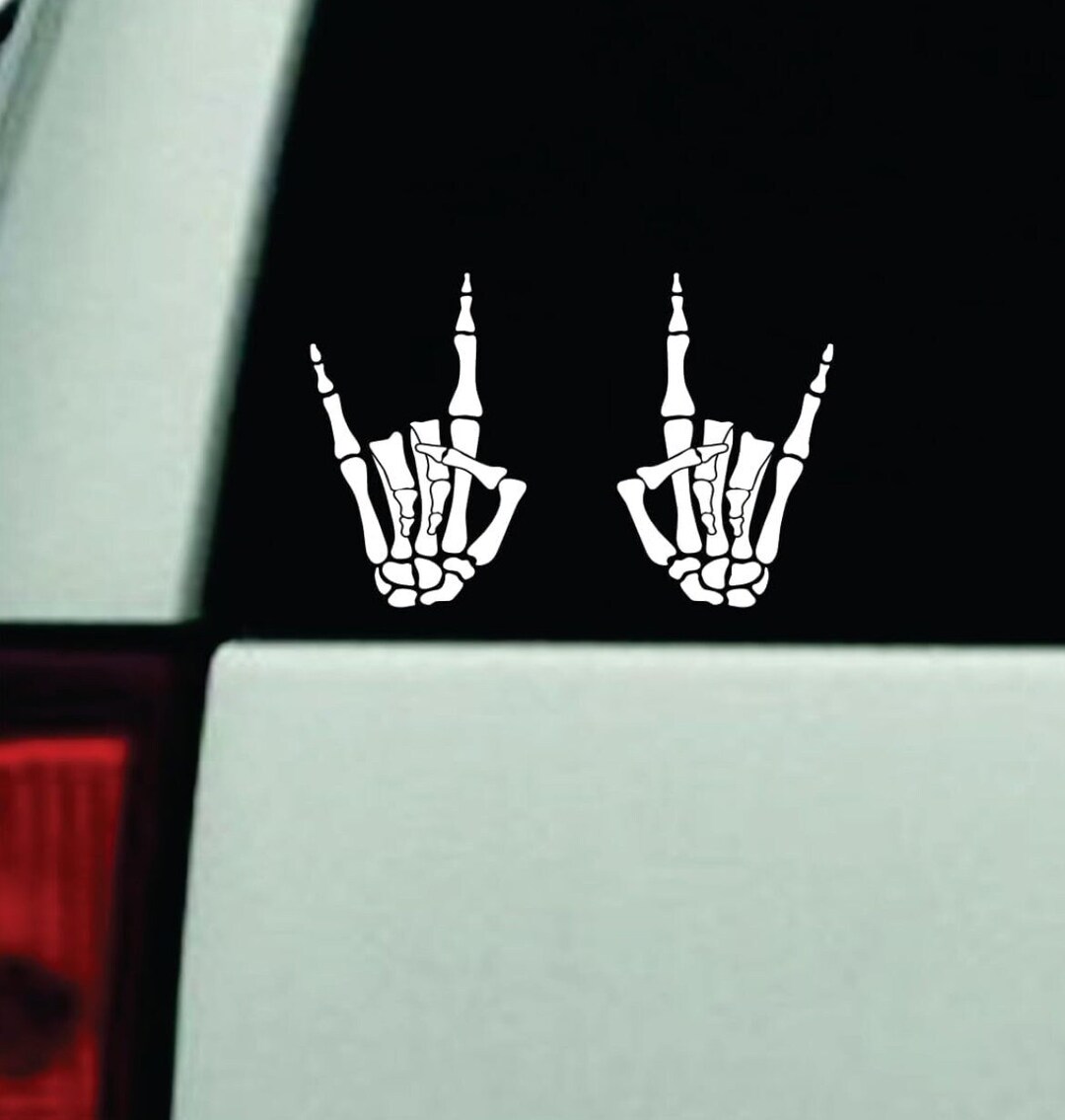 Two Rock on Skeleton Hands Car Decal Art Sticker Decor Truck Window ...
