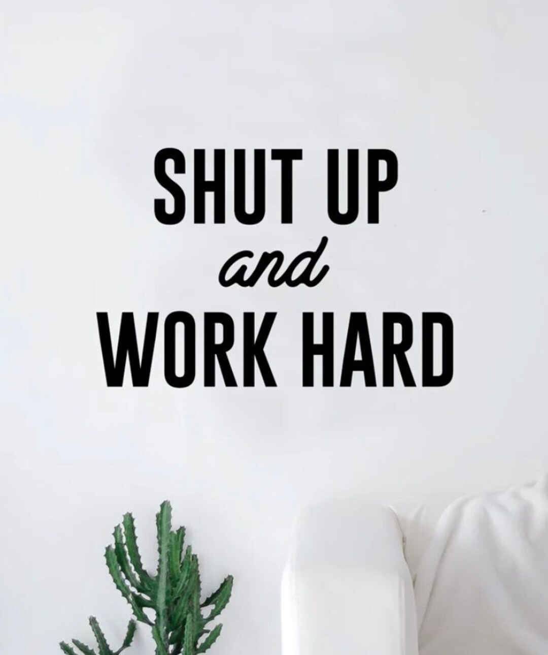 Shut up and Work Hard Gym Quote Wall Decal Art Sticker Vinyl Home Decor ...