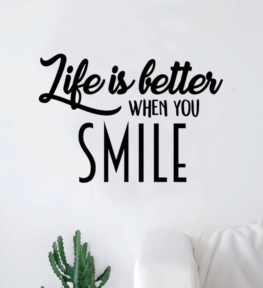 Life is Better Smile Wall Decal Art Sticker Vinyl Home Decor Girls Boys ...