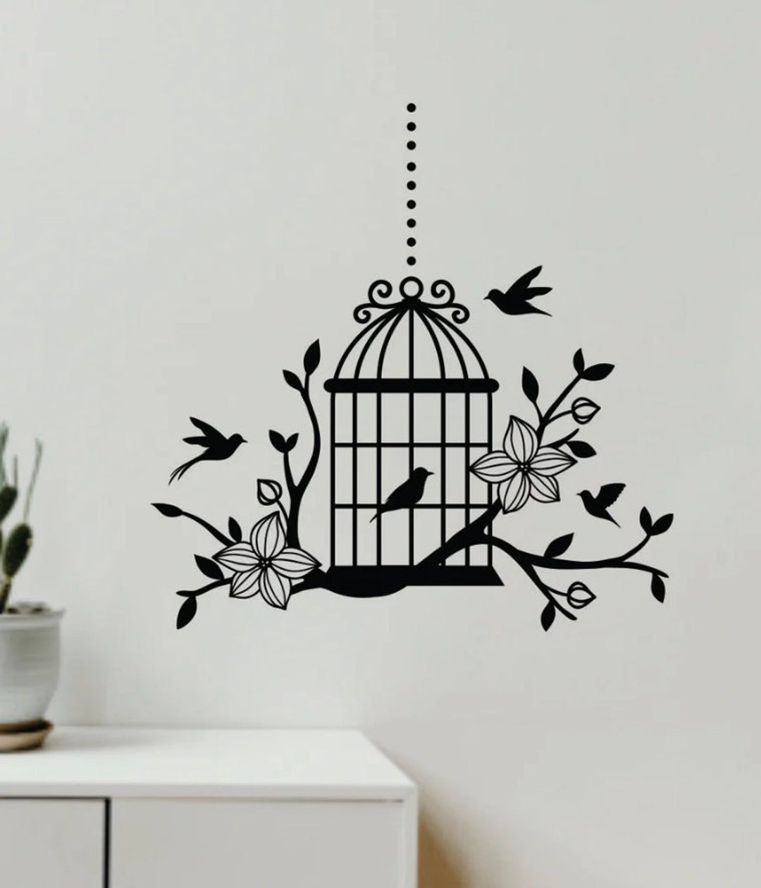 Bird Cage V4 Wall Decal Art Sticker Vinyl Home Decor Girls Boys Teen ...