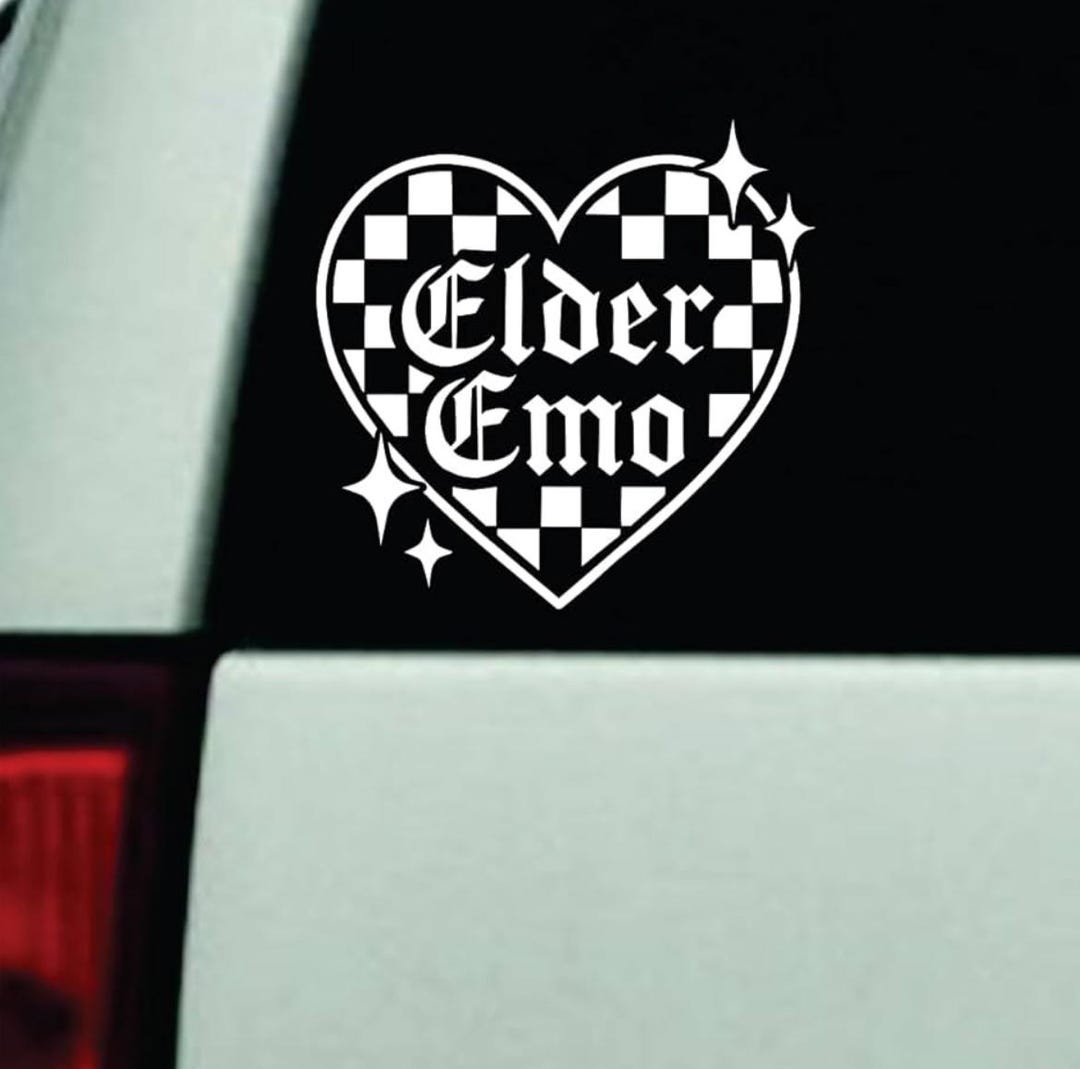 Elder Emo Checker Heart Car Decal Art Bumper Sticker Decor Truck Window ...