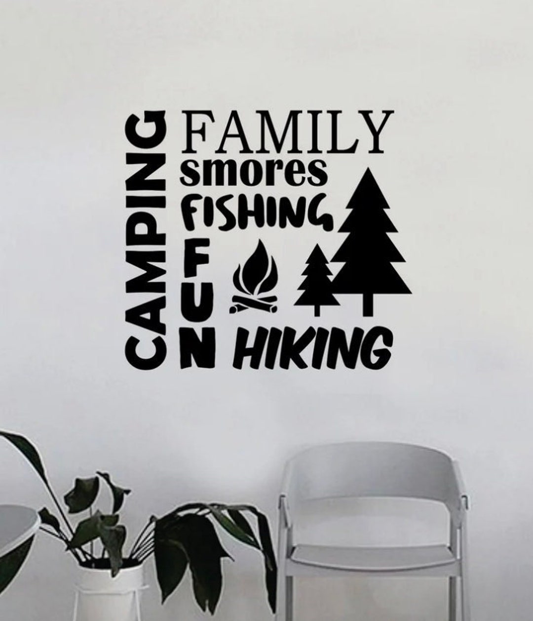 Camping Wall Decal Art Sticker Vinyl Home Decor Girls Boys Teen Bedroom ...