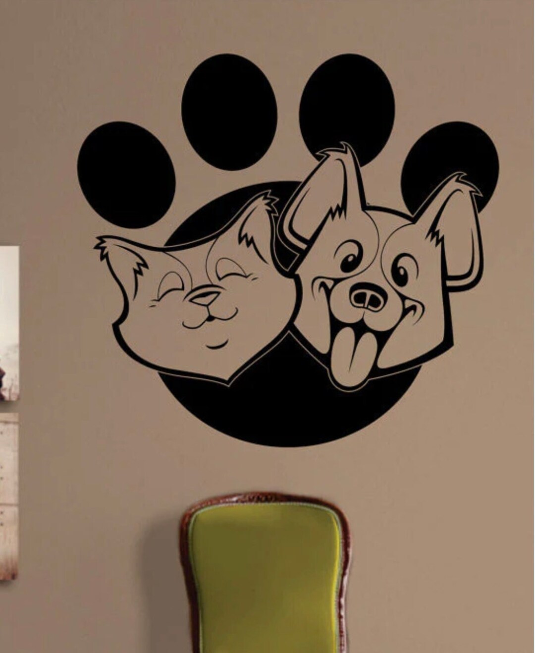 Dog and Cat Paw Print Logo Wall Decal Art Sticker Vinyl Home Decor ...