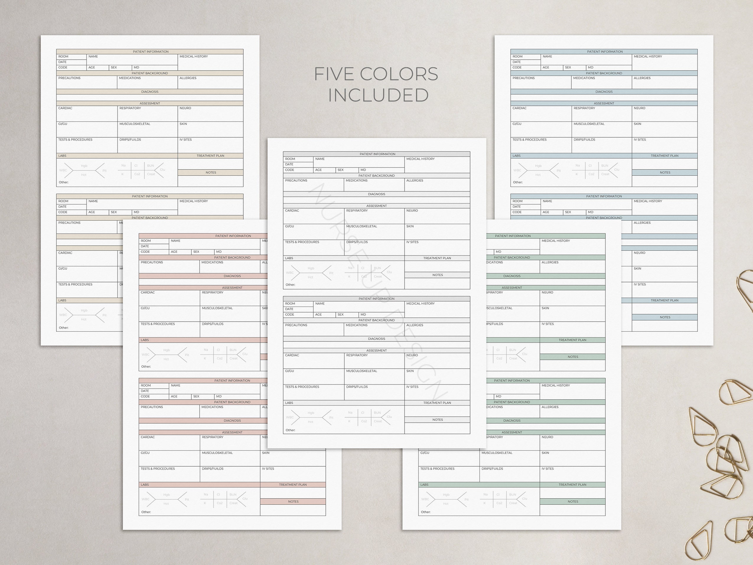 Nurse Report Sheet Two Patient Printable PDF Nurse Brain Sheet Nursing ...
