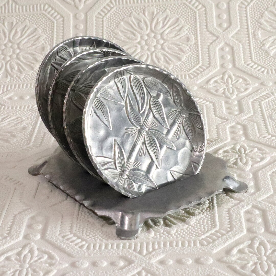 Aluminum Bamboo Coaster Set With Holder - Everlast Forged - Tiki ...