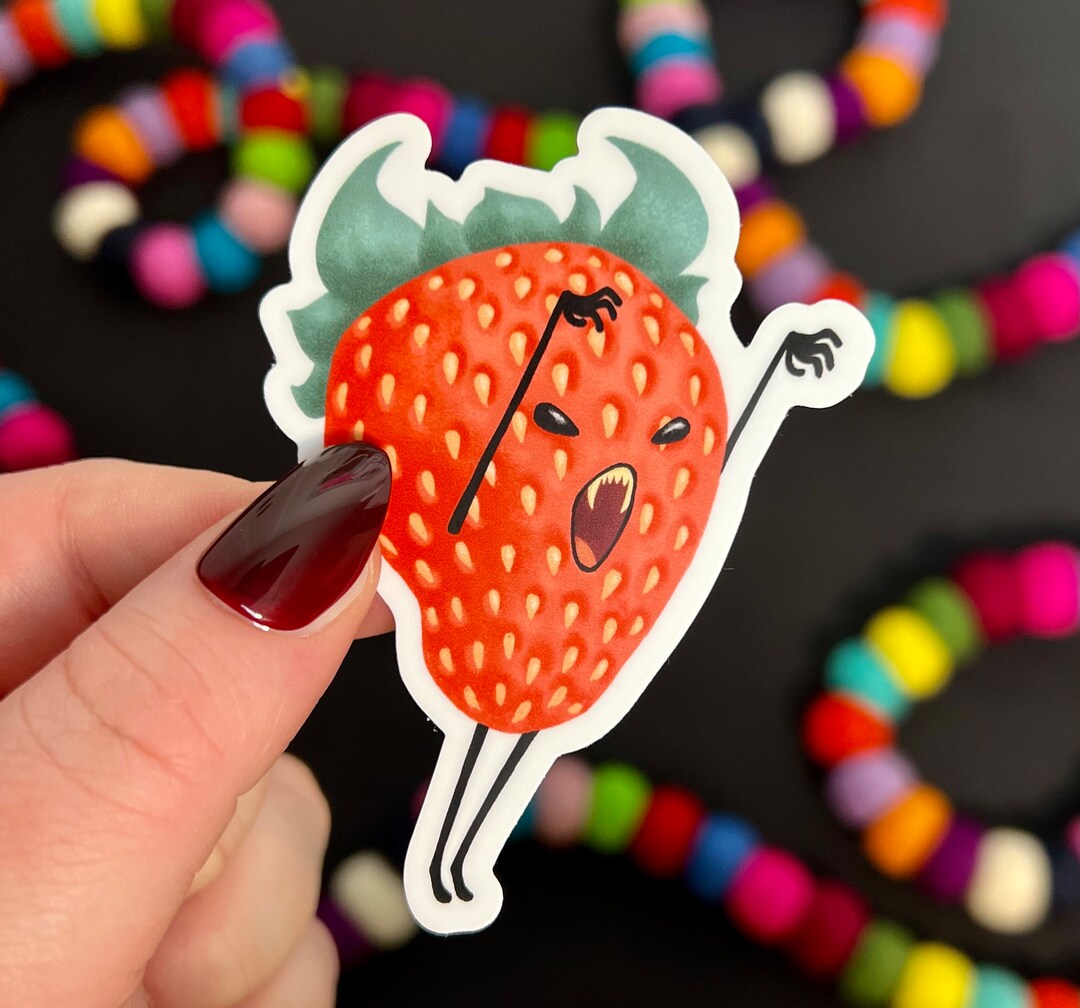 Vampire Strawberry Sticker - Etsy