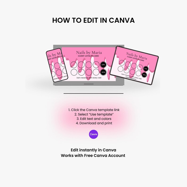 Editable Canva Loyalty Card Template | Client Rewards Stamp Card - Etsy