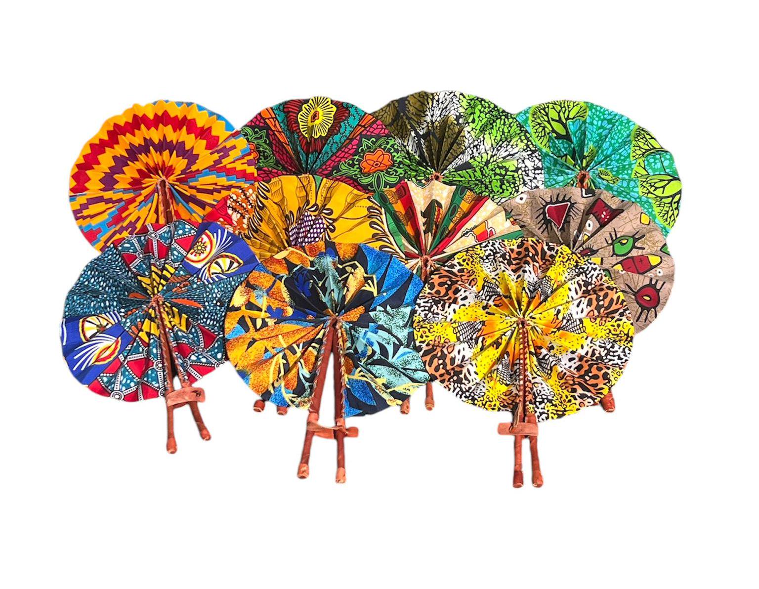 African Print Hand Fans: Assorted Colors, Ghana Made (10 Pcs) - Etsy