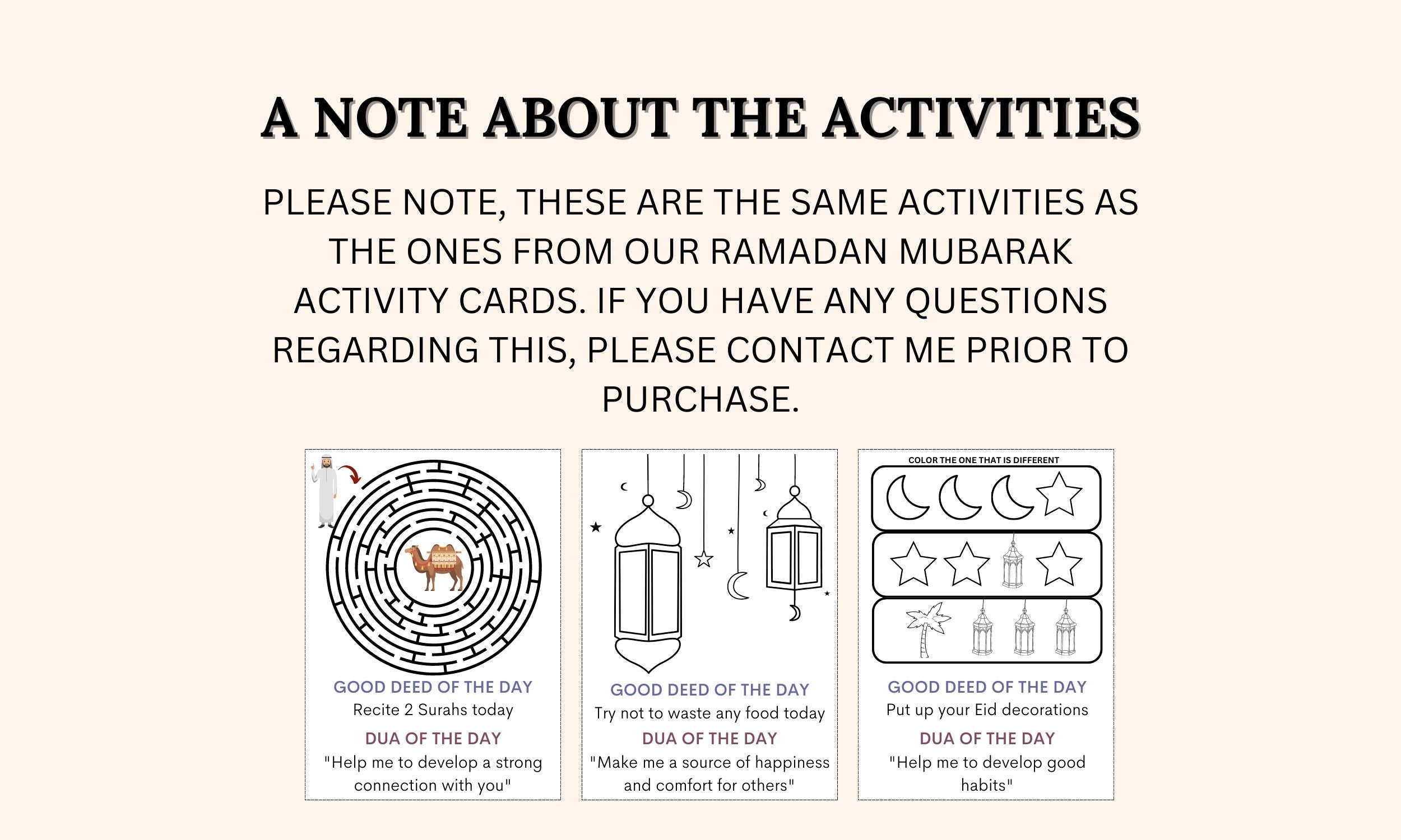 Ramadan Kids Activity Good Deed & Dua Cards Printable Digital Download ...