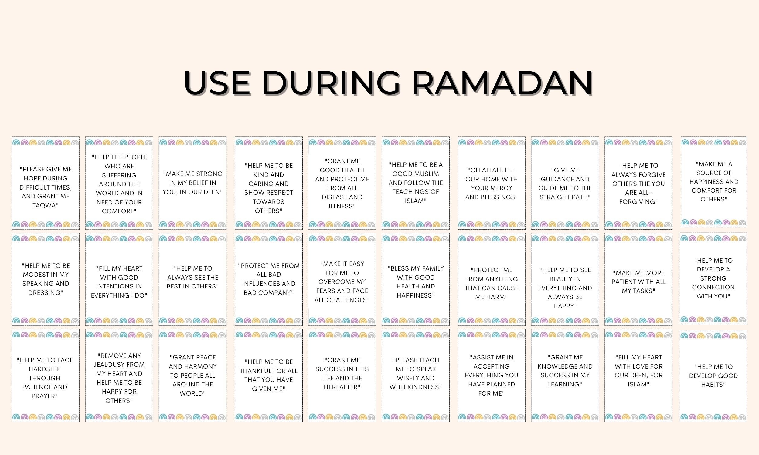 Ramadan Kids Activity Good Deed & Dua Cards Printable Digital Download ...