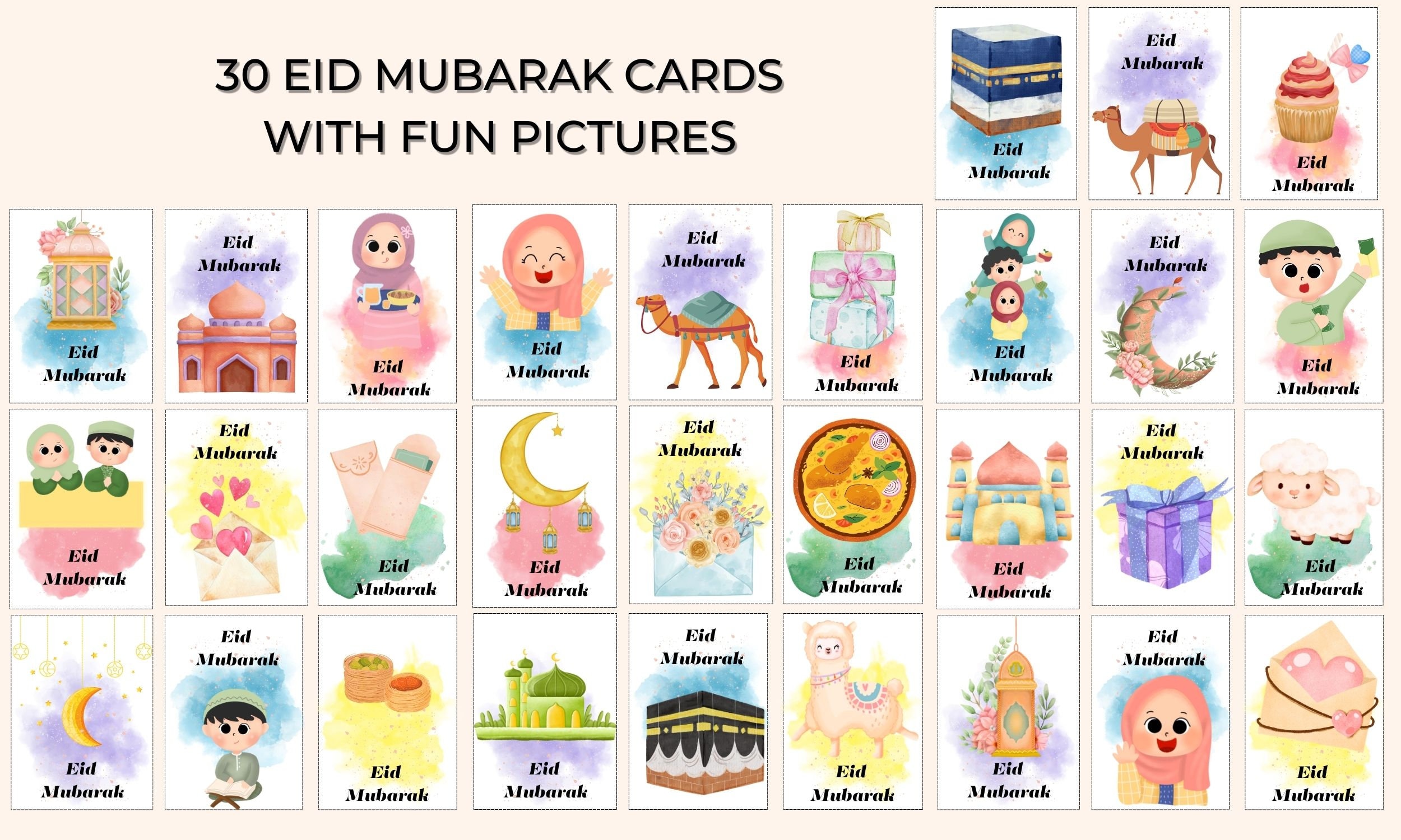 Eid Mubarak Kids Activity Cards Printable Digital Download | Eid Kids ...