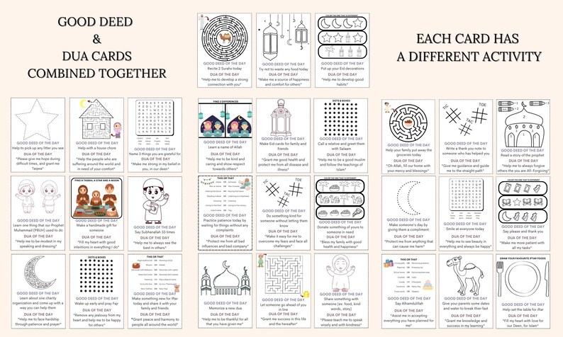 Ramadan Kids Activity Good Deed & Dua Cards Printable Digital Download ...