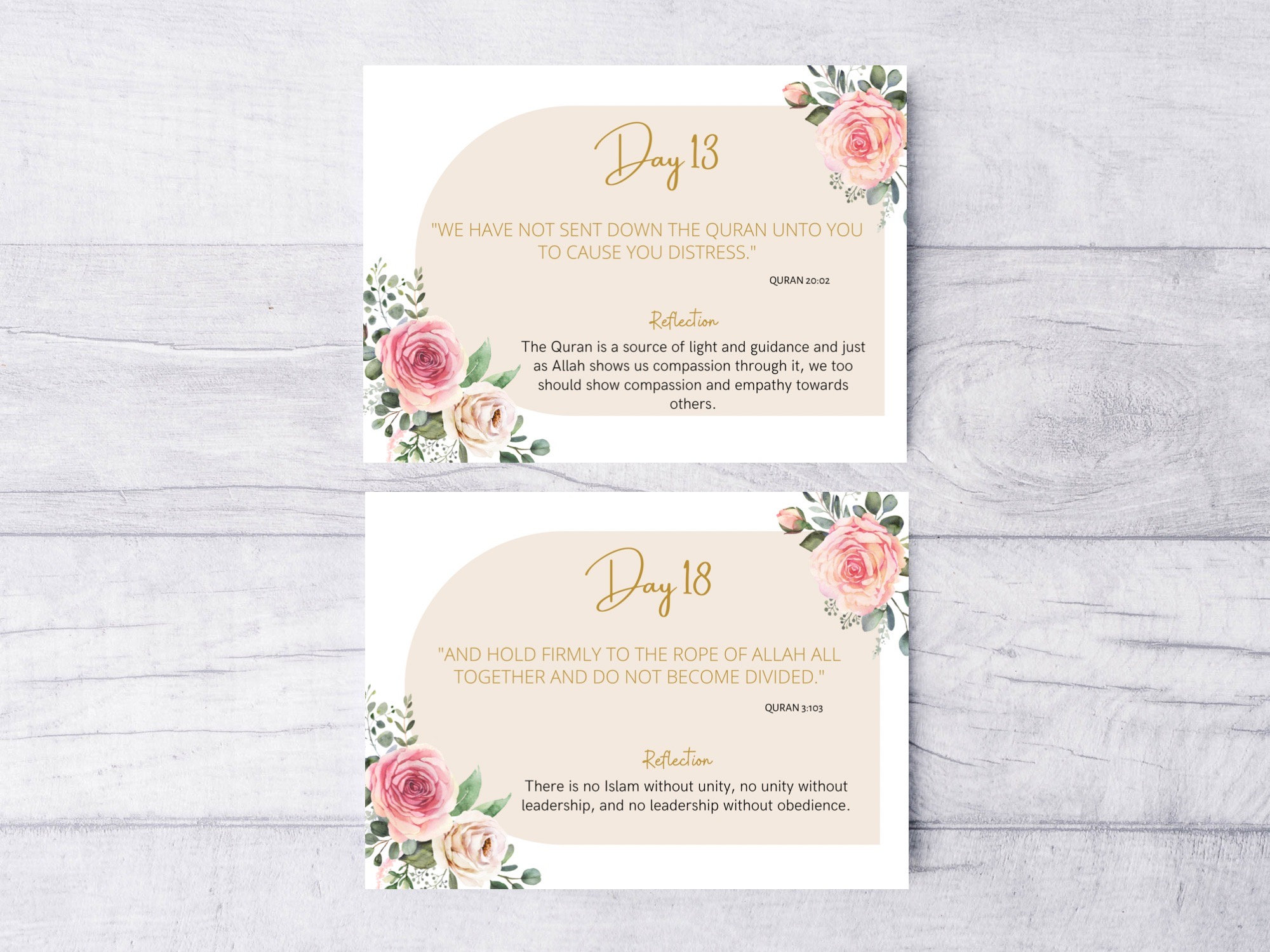 30 Quran Ayah Cards With Reflection Printable Digital Download | 30 ...