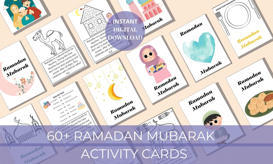 Ramadan Mubarak Kids School Activity Cards Printable Digital Download ...