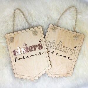 Sisters Sign Wall Hanging Banner Scandinavian Boho Wood - Etsy