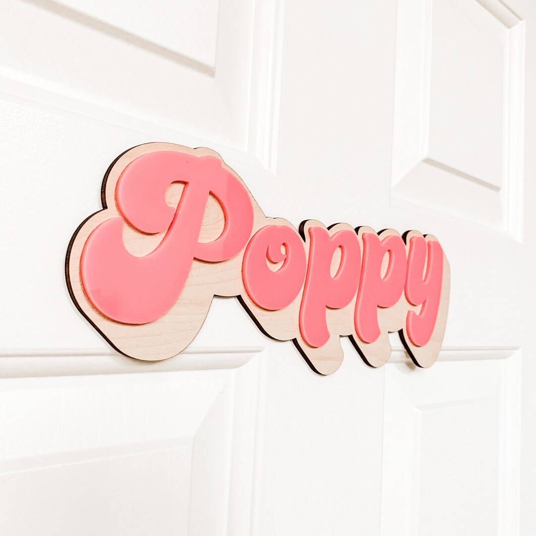 Retro Name Sign, Kids Baby Name Plaque, Custom Nursery Name Sign ...