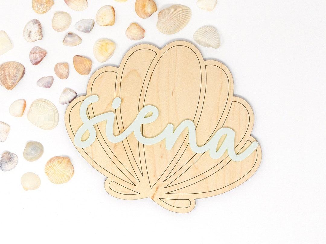Personalized Sea Shell Nursery Name Sign, Custom Mermaid Nursery Decor ...
