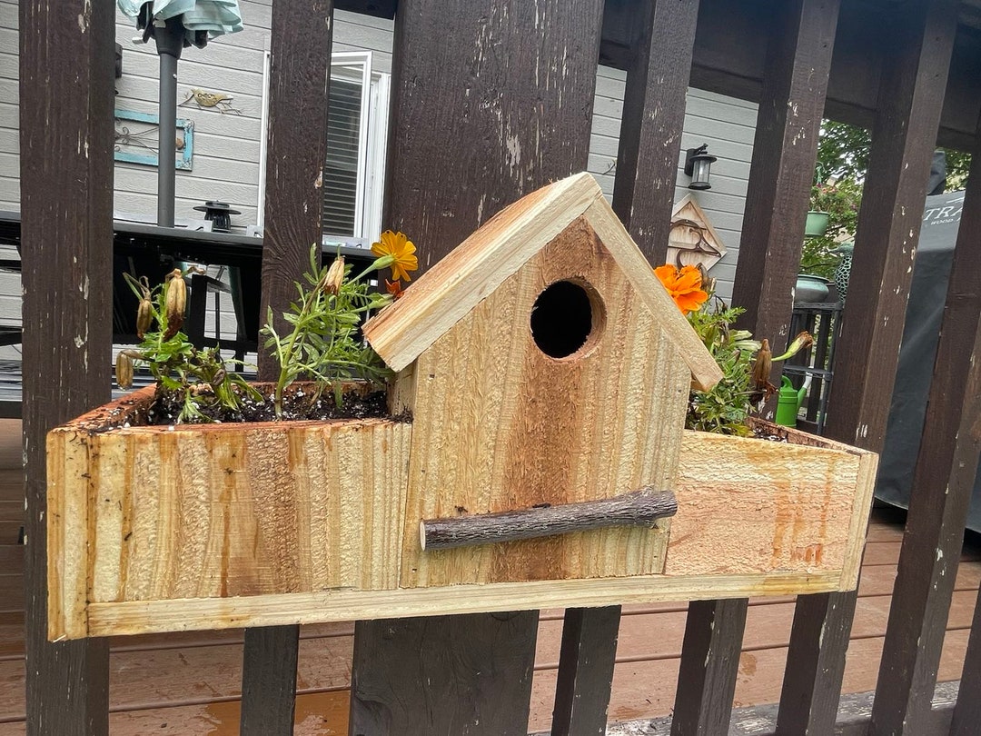 Flower Planter Birdhouse • Cedar Planter Box • Handmade Birdhouse ...