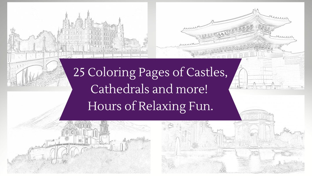 25 Coloring Pages of Castles, Cathedrals and More - Etsy