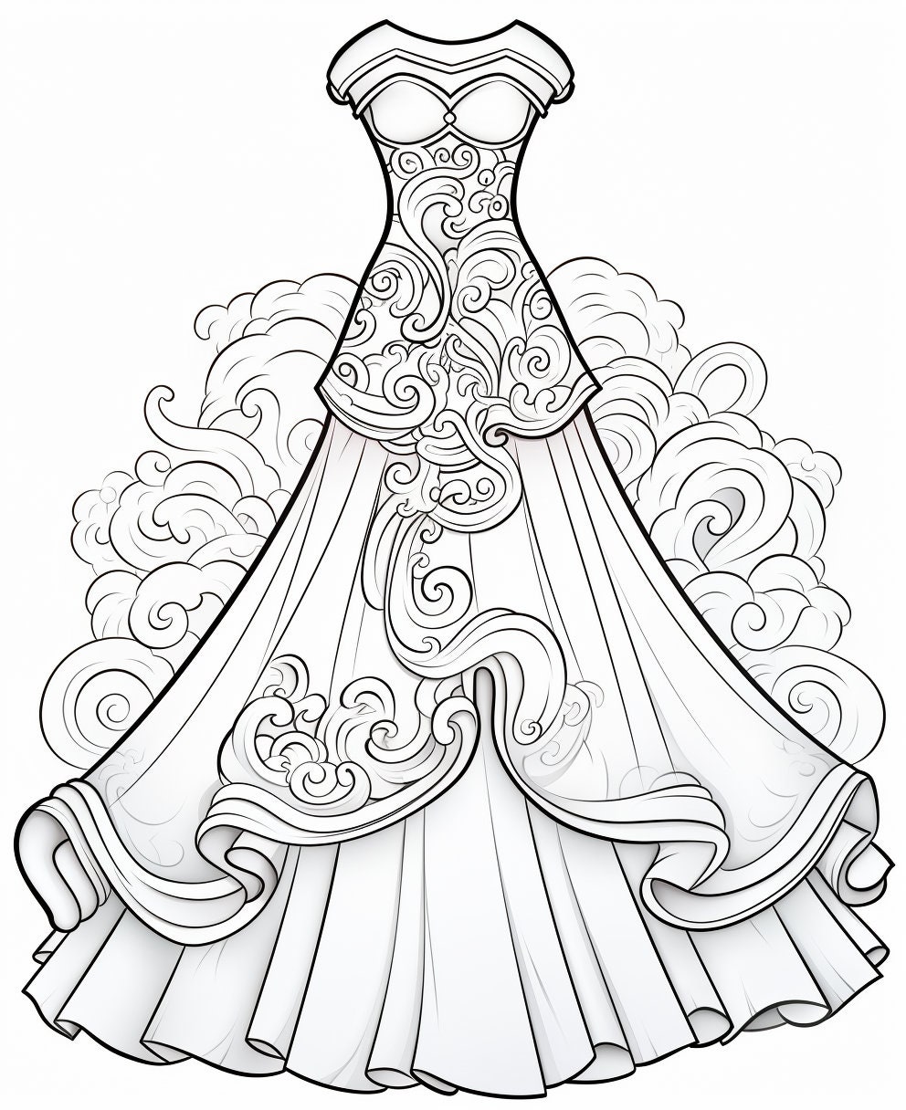 50 Creative Wedding Dress Coloring Pages Kids Coloring Book Dresses