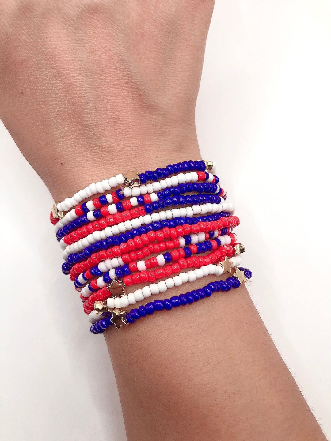 USA Flag Bracelet American Patriotic Bracelet Stars and Stripes Jewelry ...