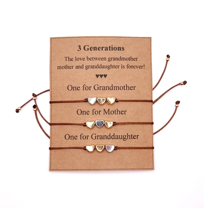 3 Generations Bracelet Set – Handmade Matching Bracelets for Grandma ...