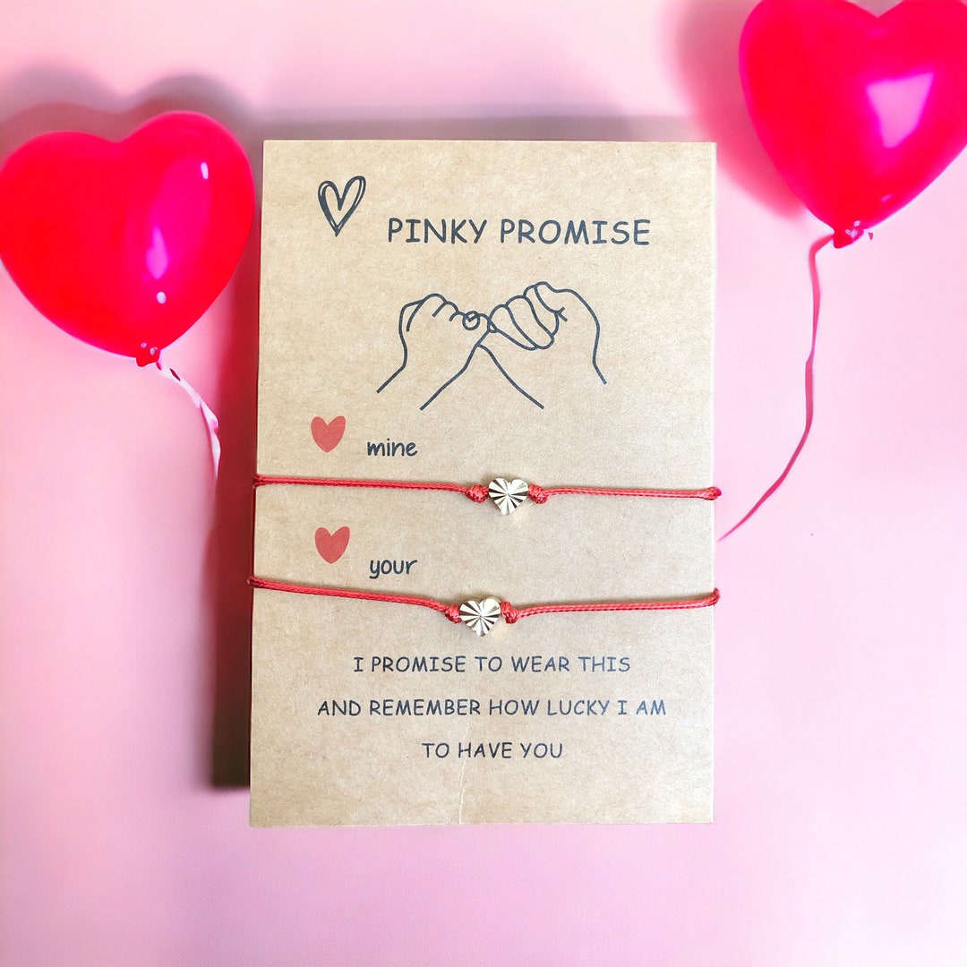 Matching Pinky Promise Bracelets Red String Gold Heart Bracelets ...