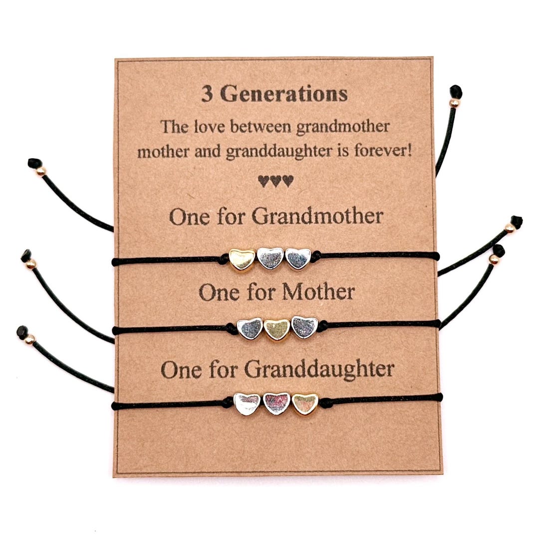 3 Generations Bracelets Set Grandmother Mother Granddaughter Matching ...