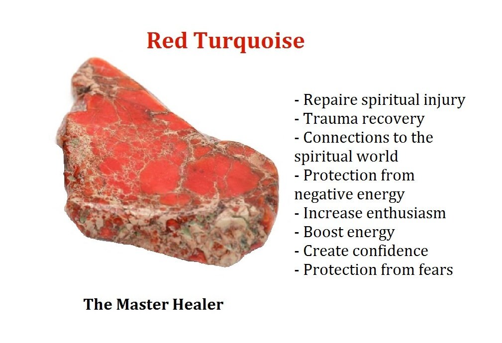 Red Turquoise Bracelet Natural Stone Healing Trauma Crystal Spiritual ...