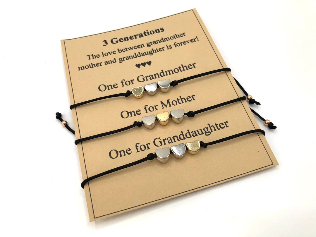3 Generations Bracelets Set Grandmother Mother Granddaughter Matching ...