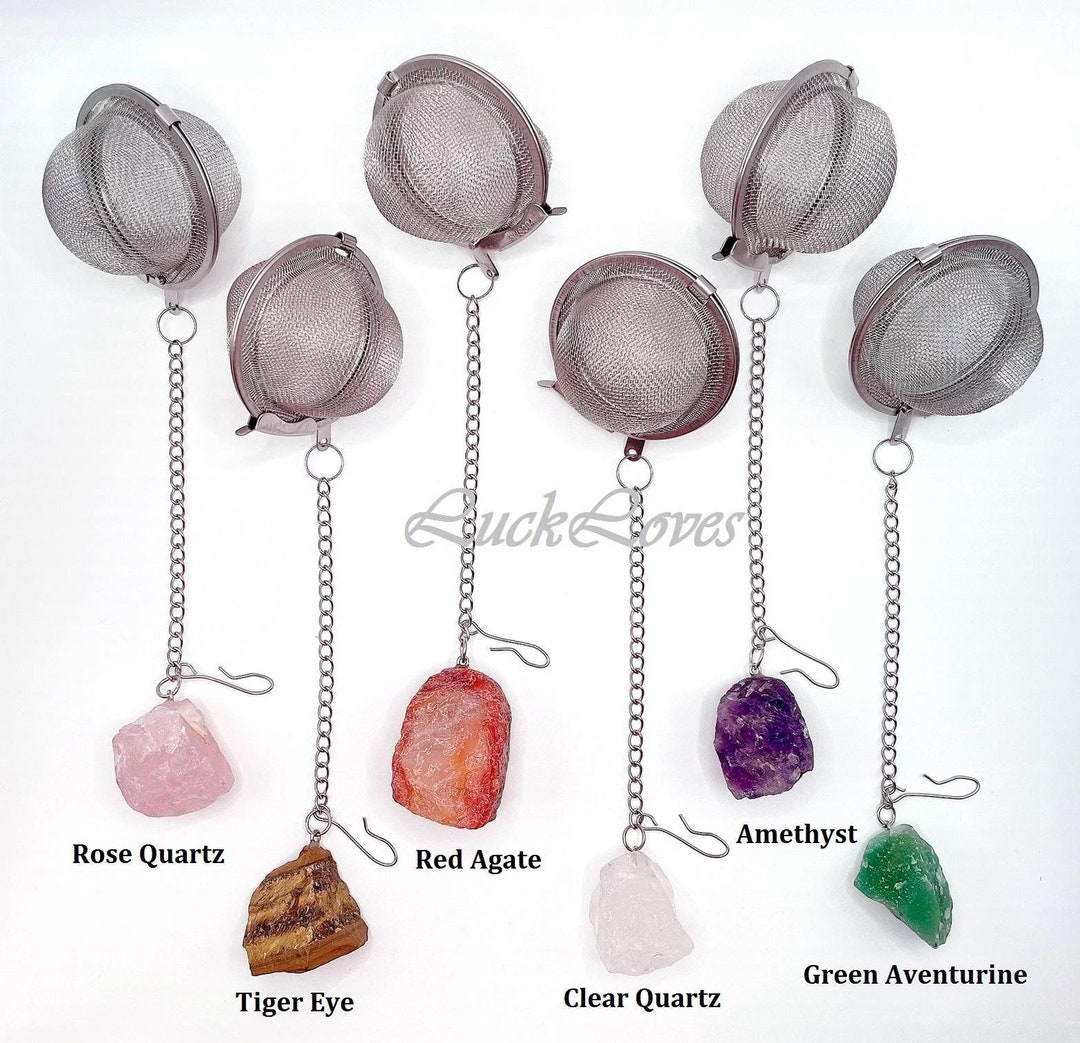 Crystal Tea Infuser, Raw Amethyst Rose Quartz Green Aventurine Tiger ...