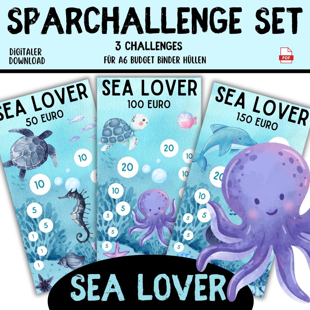 Savings Challenge Set Sea & Underwater – Set of 3 | 50, 100, 150 EURO ...