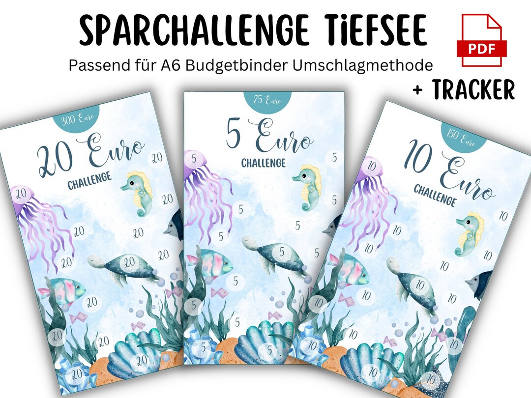 Sparchallenge Deep Sea Incl Tracker 5 Euro 10 Euro Set PDF A6 Envelopes ...