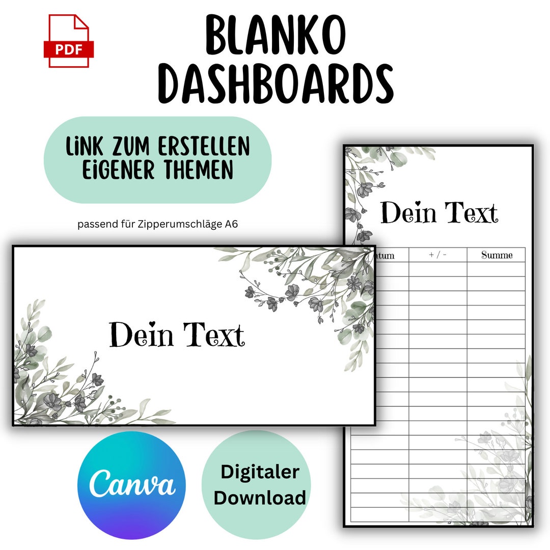 Cover Sheets and Budget Tracker Blank Fits A6 Cash Binders Zipper ...