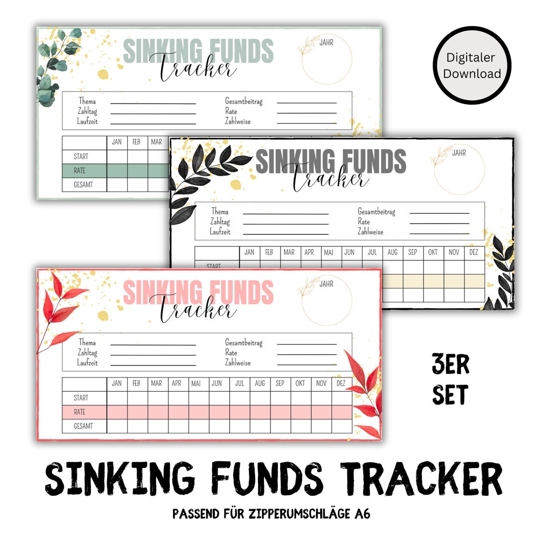 3 Sinking Funds Trackers in a Set Bundle - Sinking Fund Tracker - Gold ...