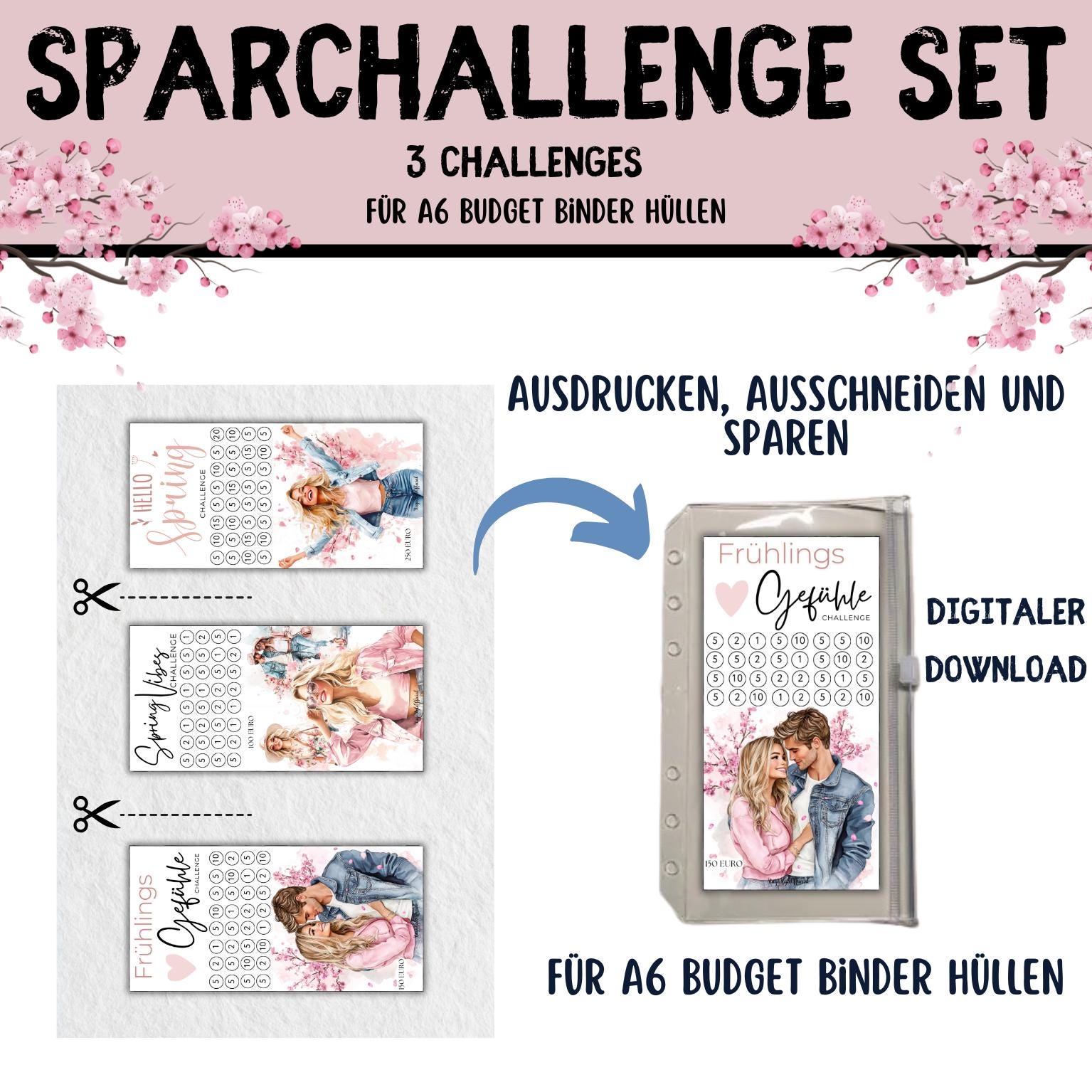 Savings Challenge Set Spring Cozy Vibes | A6 PDF | Envelope Method - Etsy