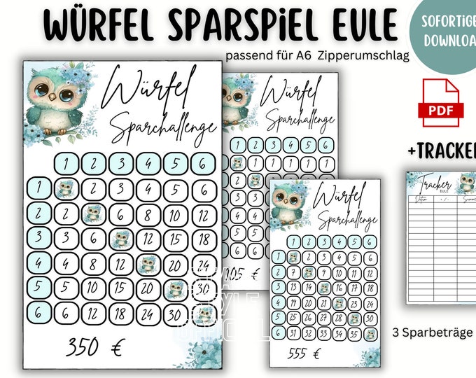 Dice on Ice Ein Würfel-Sparspiel passend für A6 Budgetbinder, laminiert ...