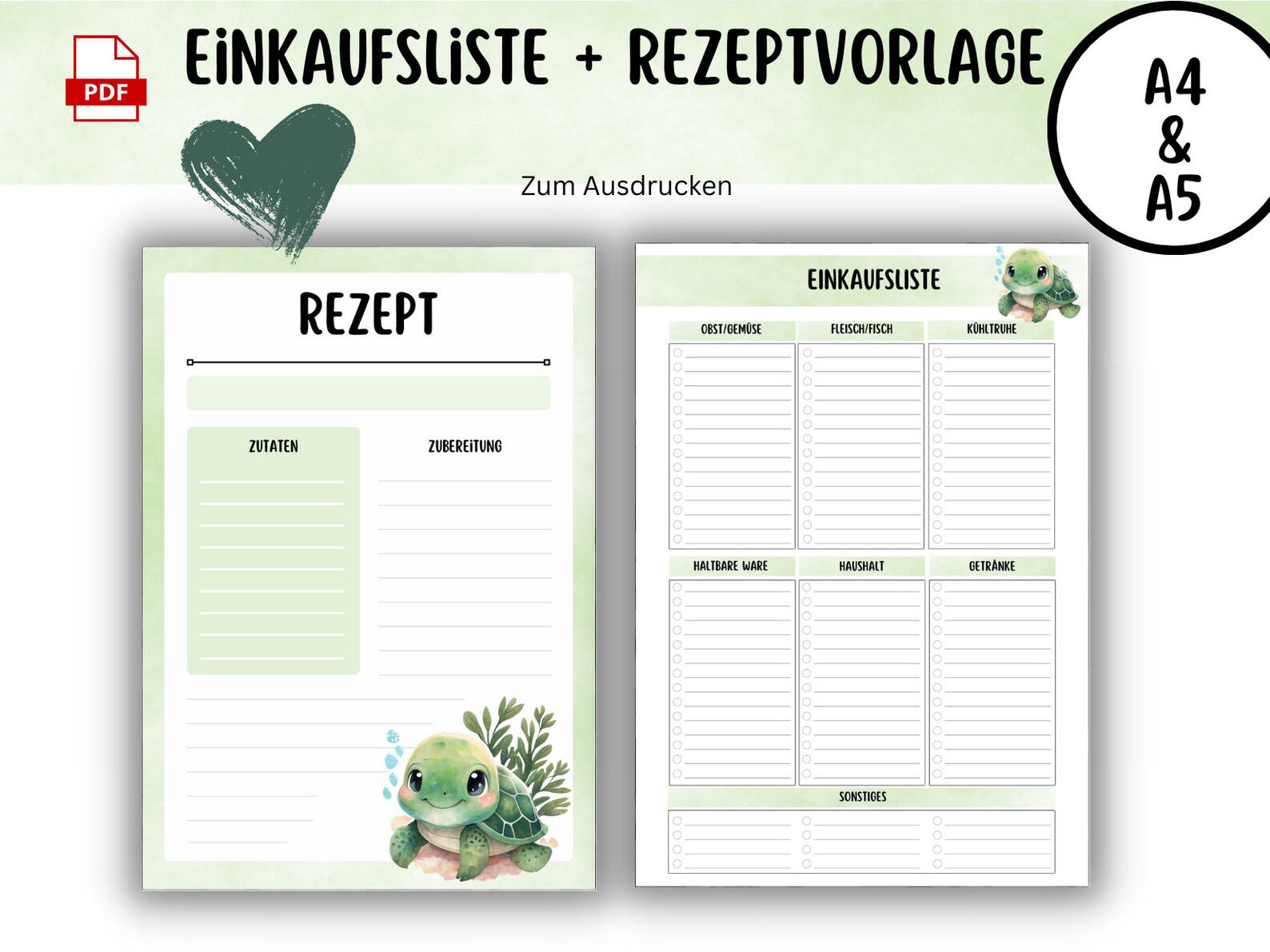 Turtle Shopping List Printable to Do List, Printable Grocery List ...