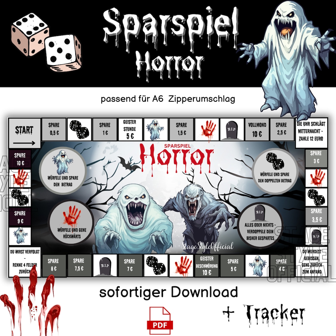 Savings Game Challenge "horror" Fits Envelopes Budget Binder -halloween ...