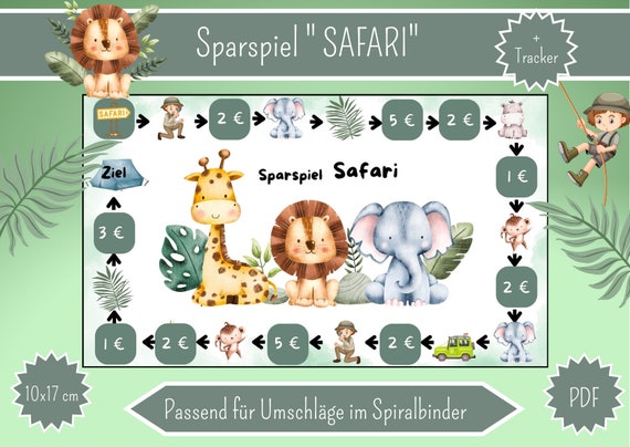 Sparspiel Challenge Safari passend für Umschläge Cash - Etsy.de
